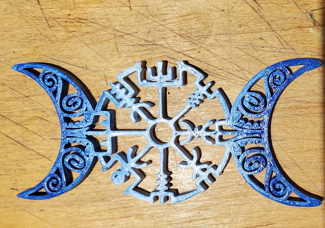 Vegvisir - Norse/viking Compass Triple Goddess Moon Altar Mat, Pagan ...
