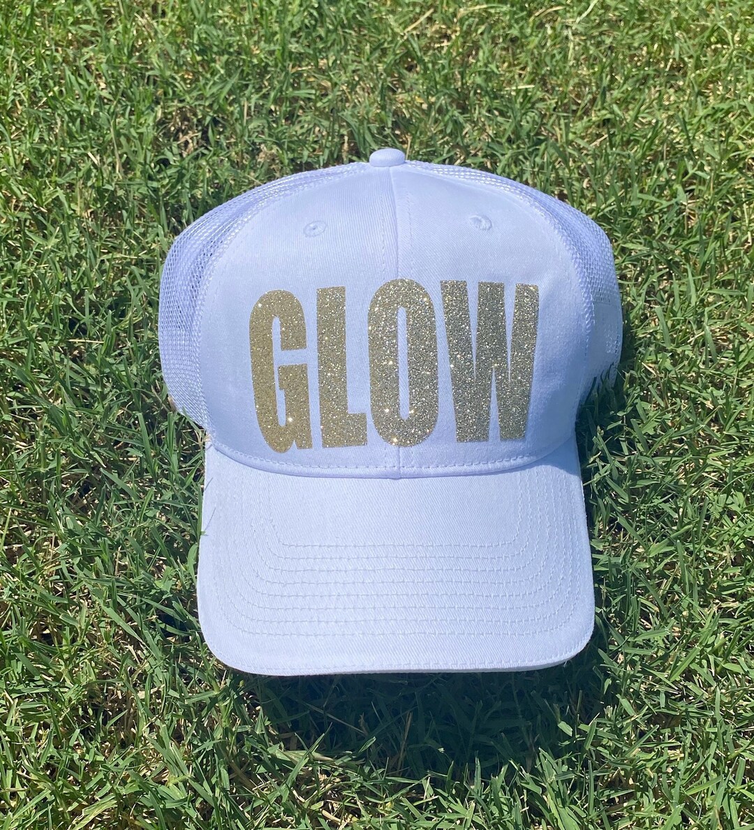 GLOW Hat Custom White Trucker Hat White Glitter Hat for Fizz Biz Hat ...
