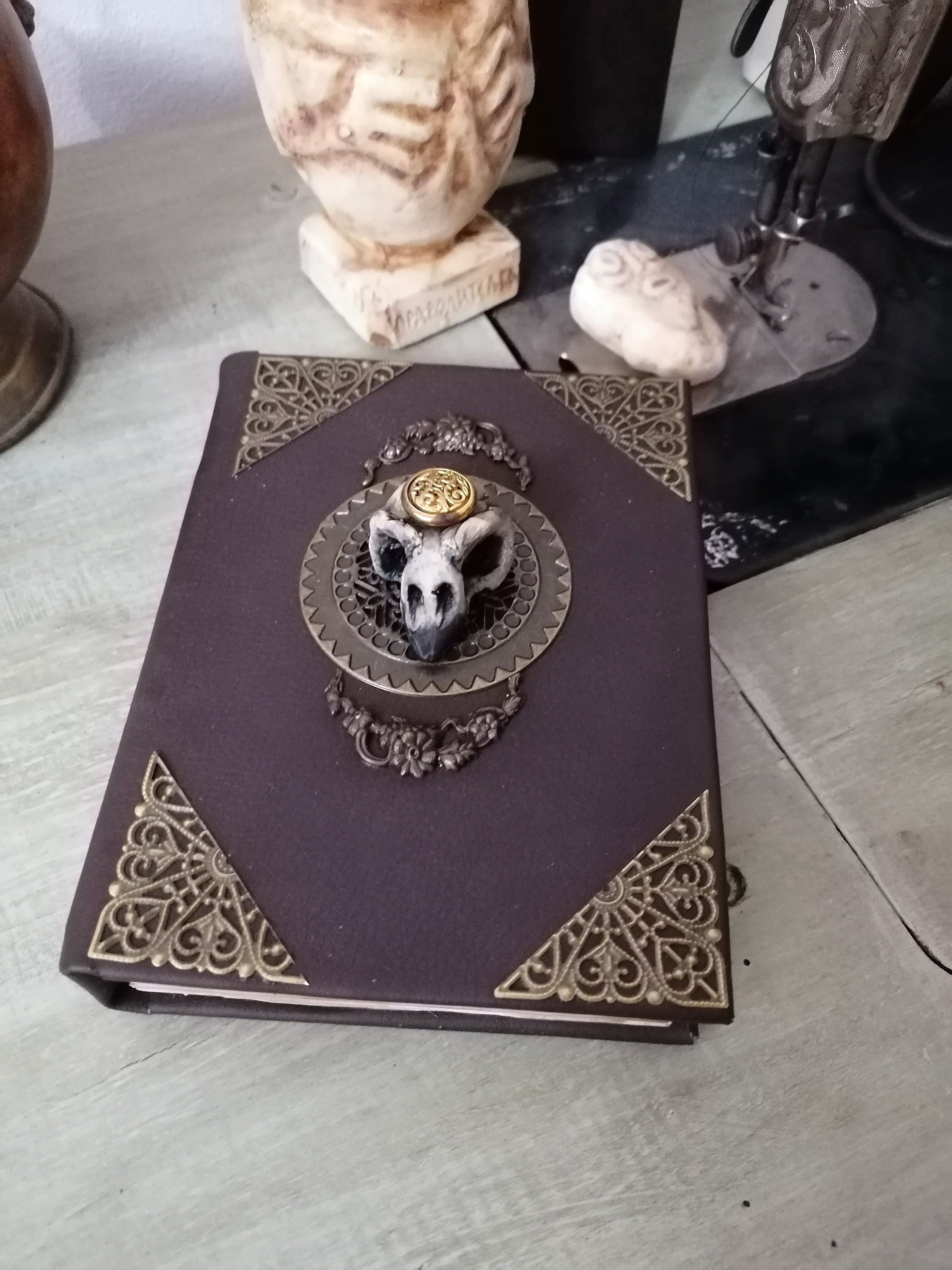 A6 Raven Skull Book of Shadows Mini Blank Occult Book of Witchcraft ...