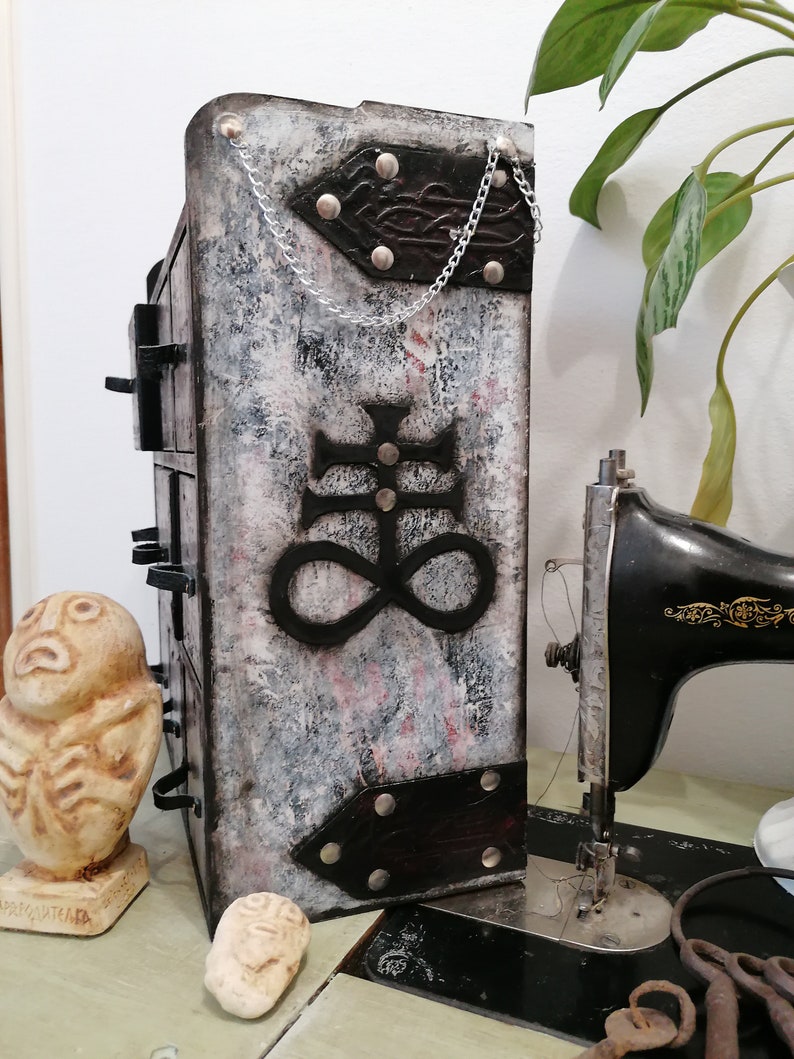 Leviathan Cross Occult Witch Apothecary Cabinet Baphomet Satanic ...
