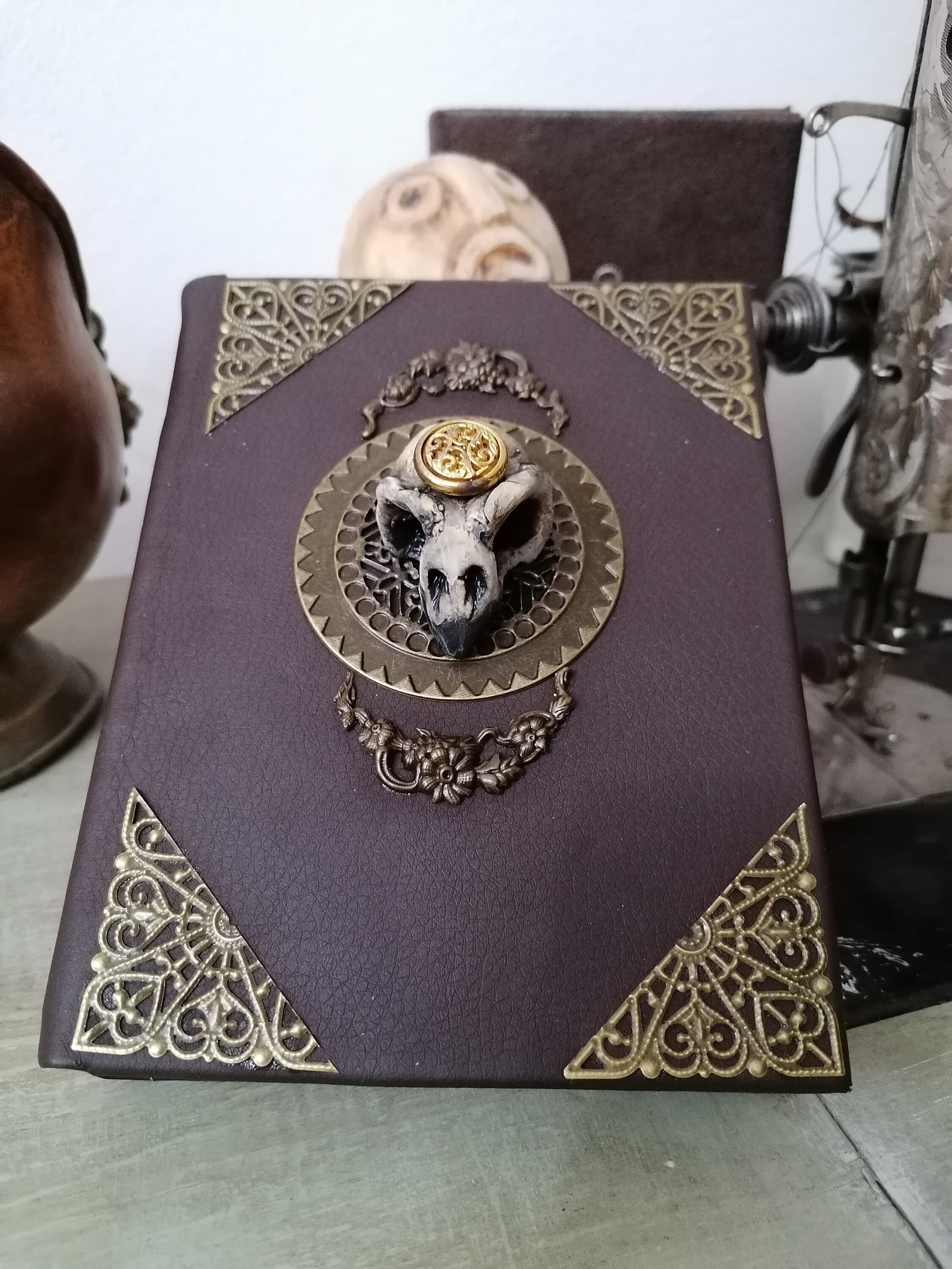 A6 Raven Skull Book of Shadows Mini Blank Occult Book of Witchcraft ...