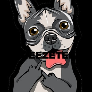 Grey French Bulldog With the Middle Finger Funny Pocket Dog Middle ...
