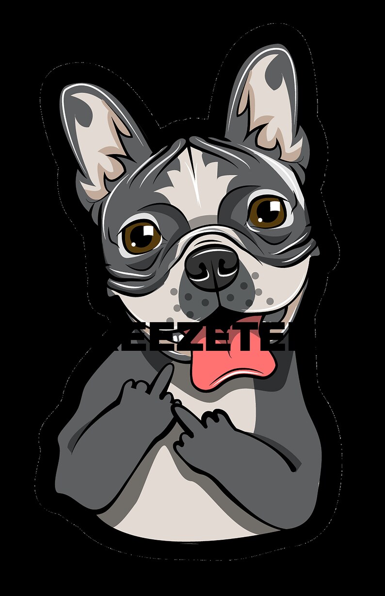 Grey French Bulldog With the Middle Finger Funny Pocket Dog Middle ...