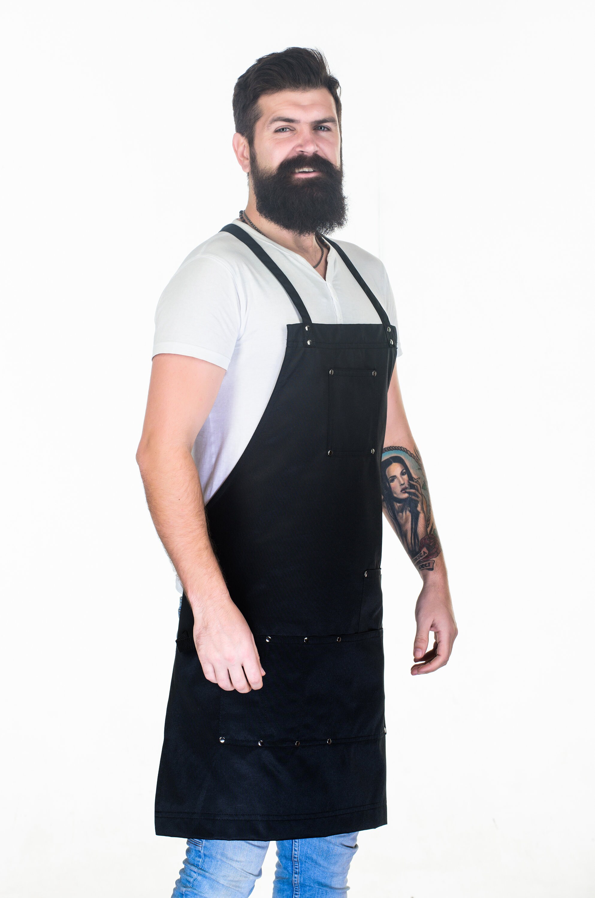 Cooking Apron for Kitchen BBQ Grill Adjustable Size Tool Pockets and ...