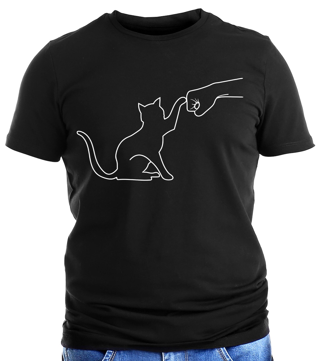 Fist Bump Cat T-shirt Funny Cat & Human Fist Bumping Print Tee Unisex ...