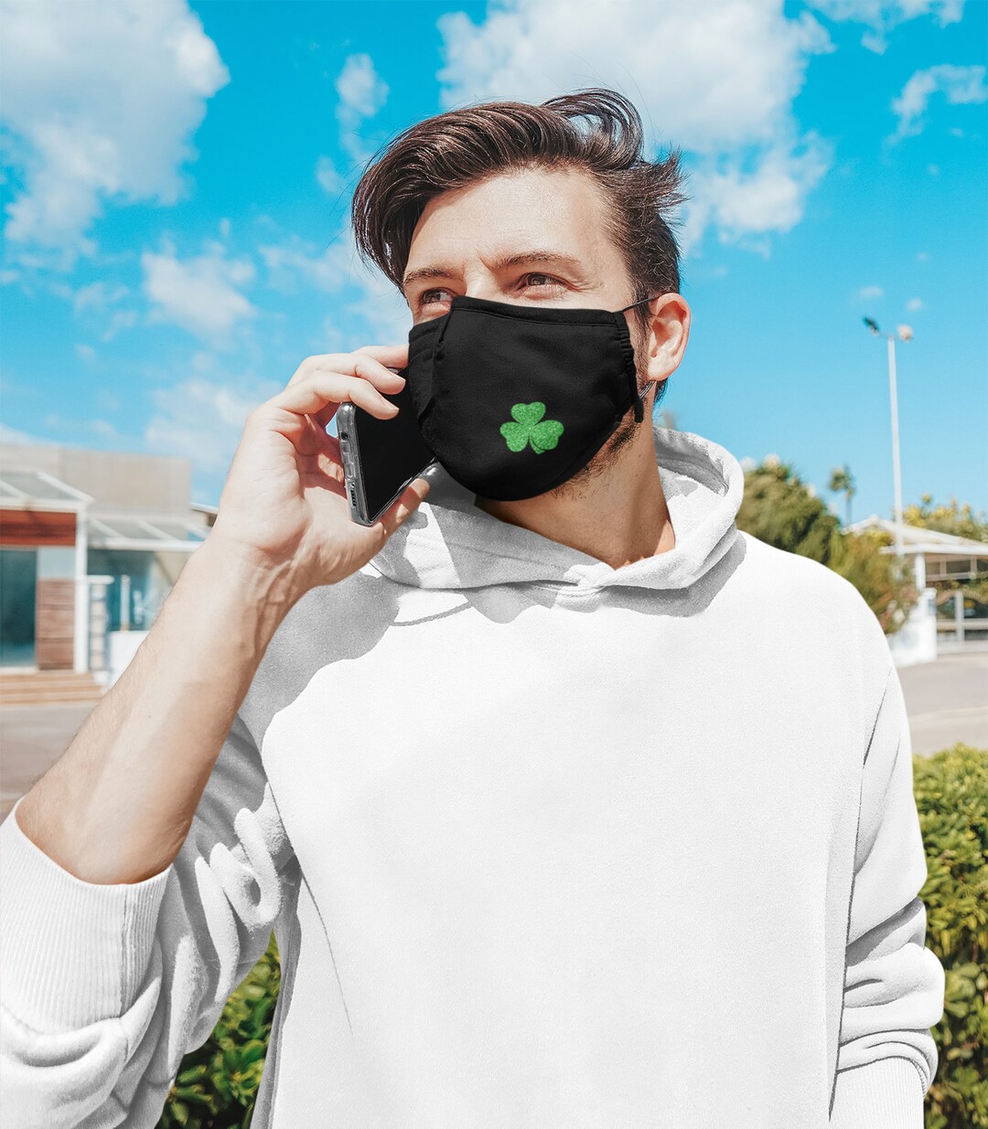 Face Mask Shamrock Irish Outfit Face Mask Glitter Shamrock - Etsy