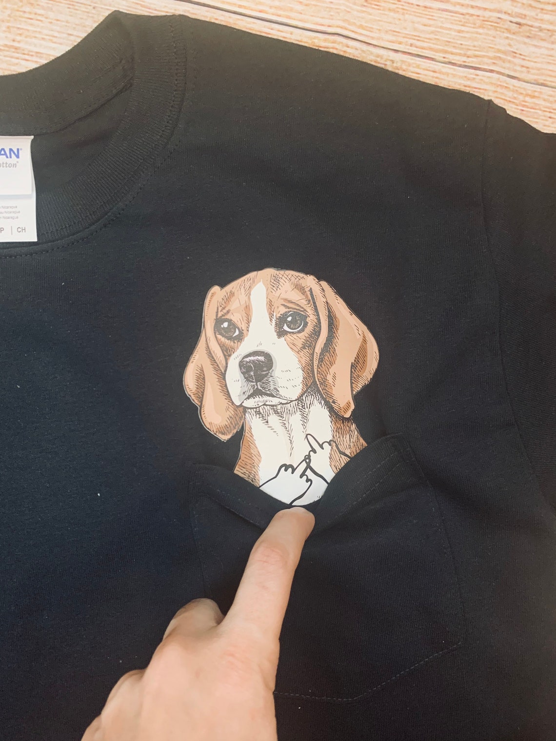 Beagle Dog With the Middle Finger Funny Pocket T-shirt Dog | Etsy