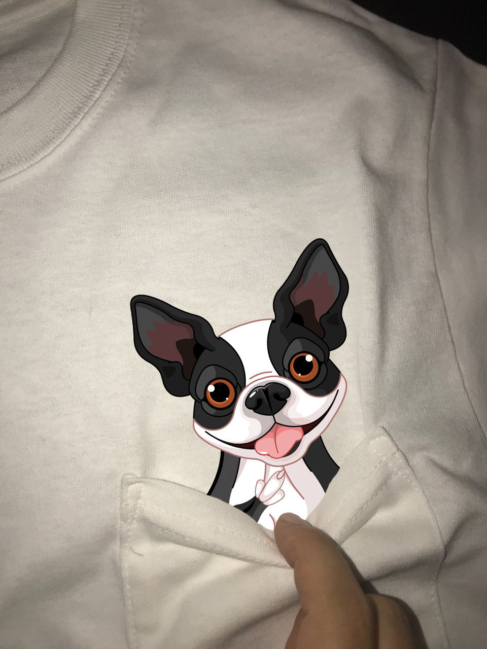 Dog Boston Terrier Funny Pocket Dog Middle Finger Fashion Gift Unisex T ...