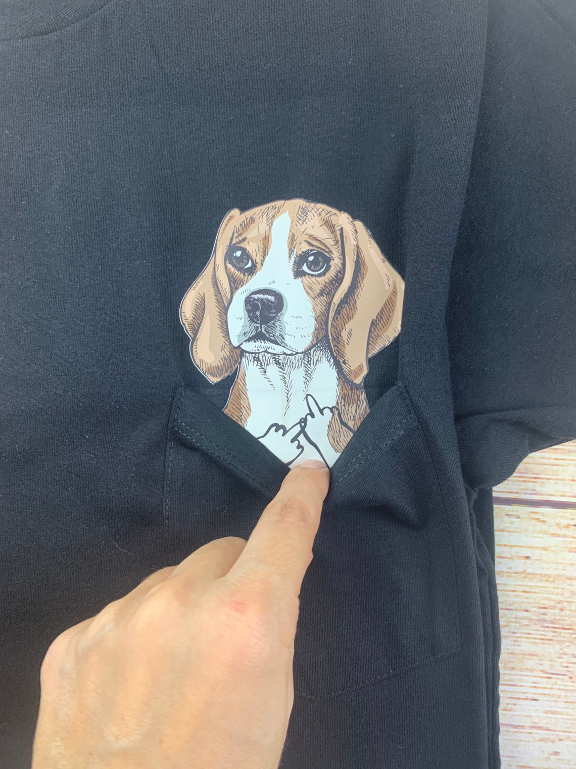 Beagle Dog With the Middle Finger Funny Pocket T-shirt Dog | Etsy