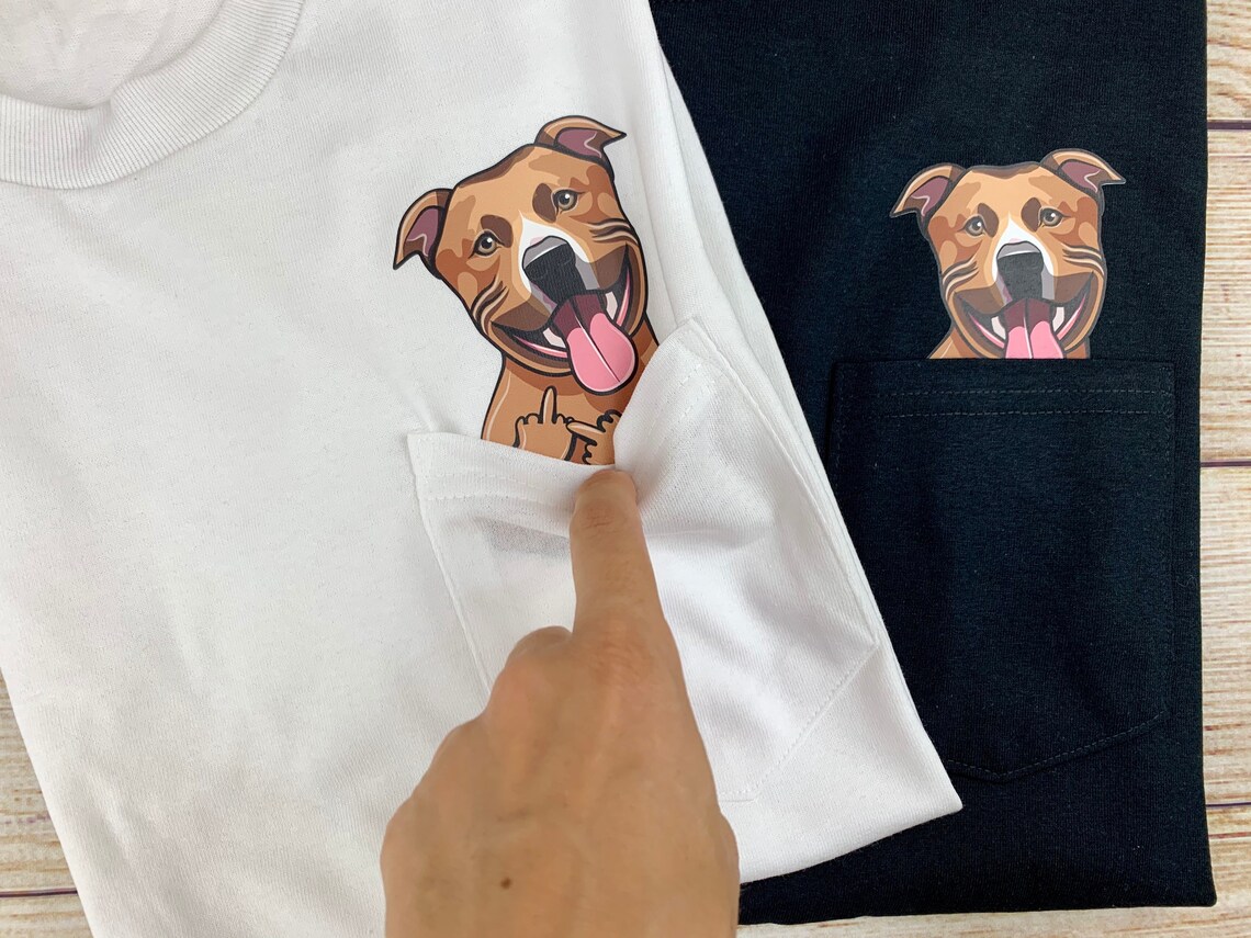 Pitbull Dog With the Middle Finger Funny Pocket Dog Middle - Etsy