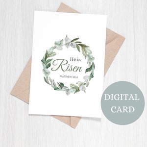 Printable He is Risen Greeting Card, Religious Easter Card Printable ...