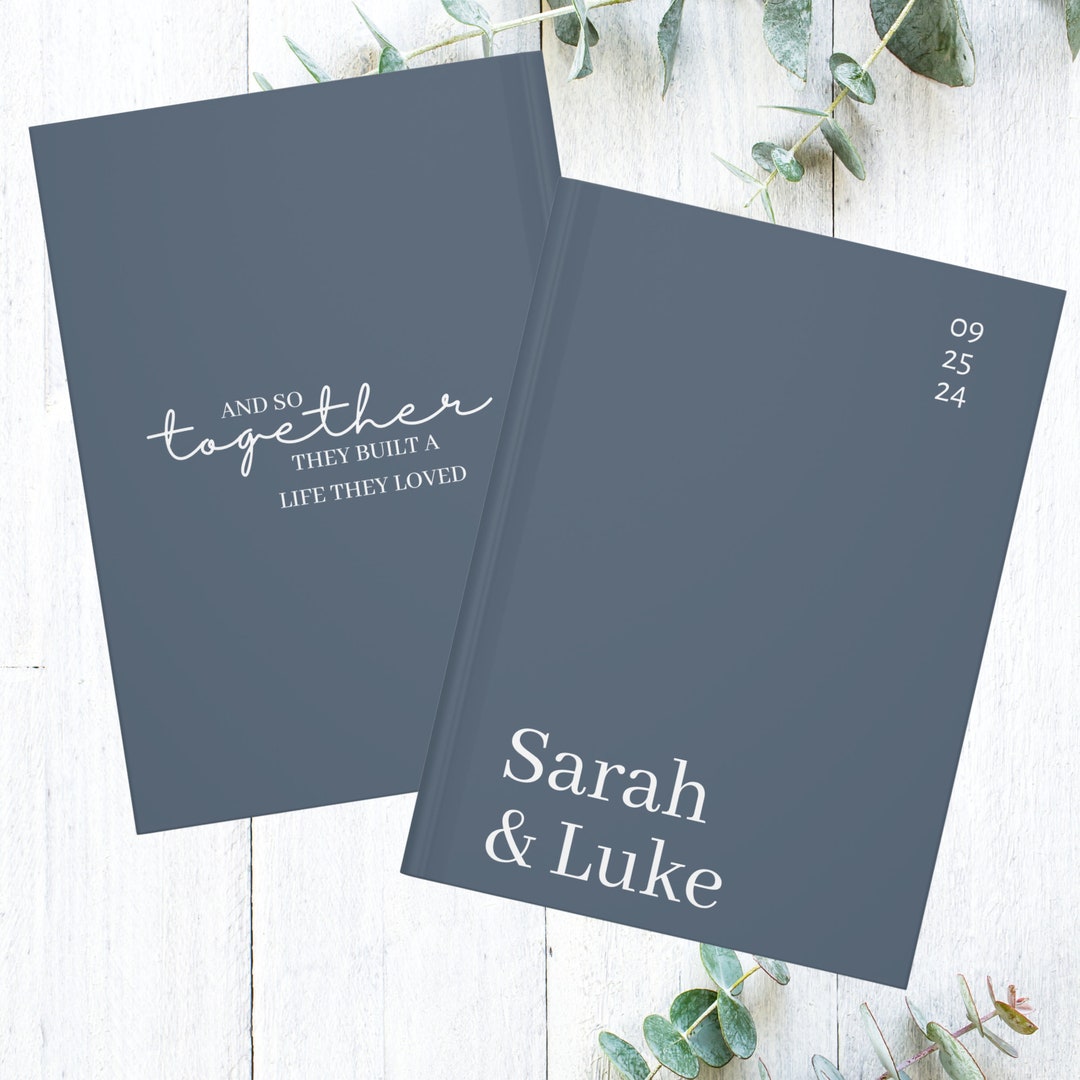 Personalized Dusty Blue Wedding Guest Book, Vintage Blue Guest Book ...