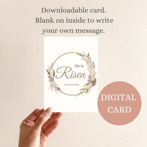 He is Risen Easter Bible Verse Greeting Card, Boho Religious Easter ...