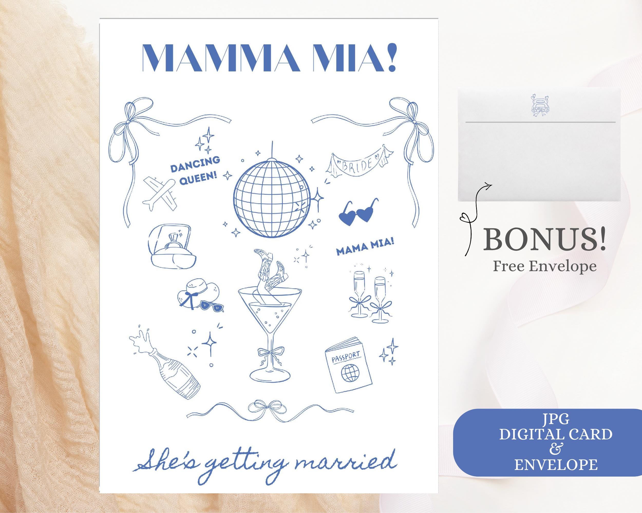 Mamma Mia Card & Envelope, Bridal Shower Card, Funny Engagement Card ...