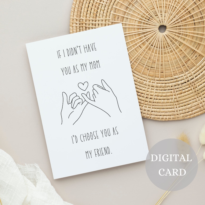 I'd Choose You as My Friend Mom Minimalist Card Mom - Etsy