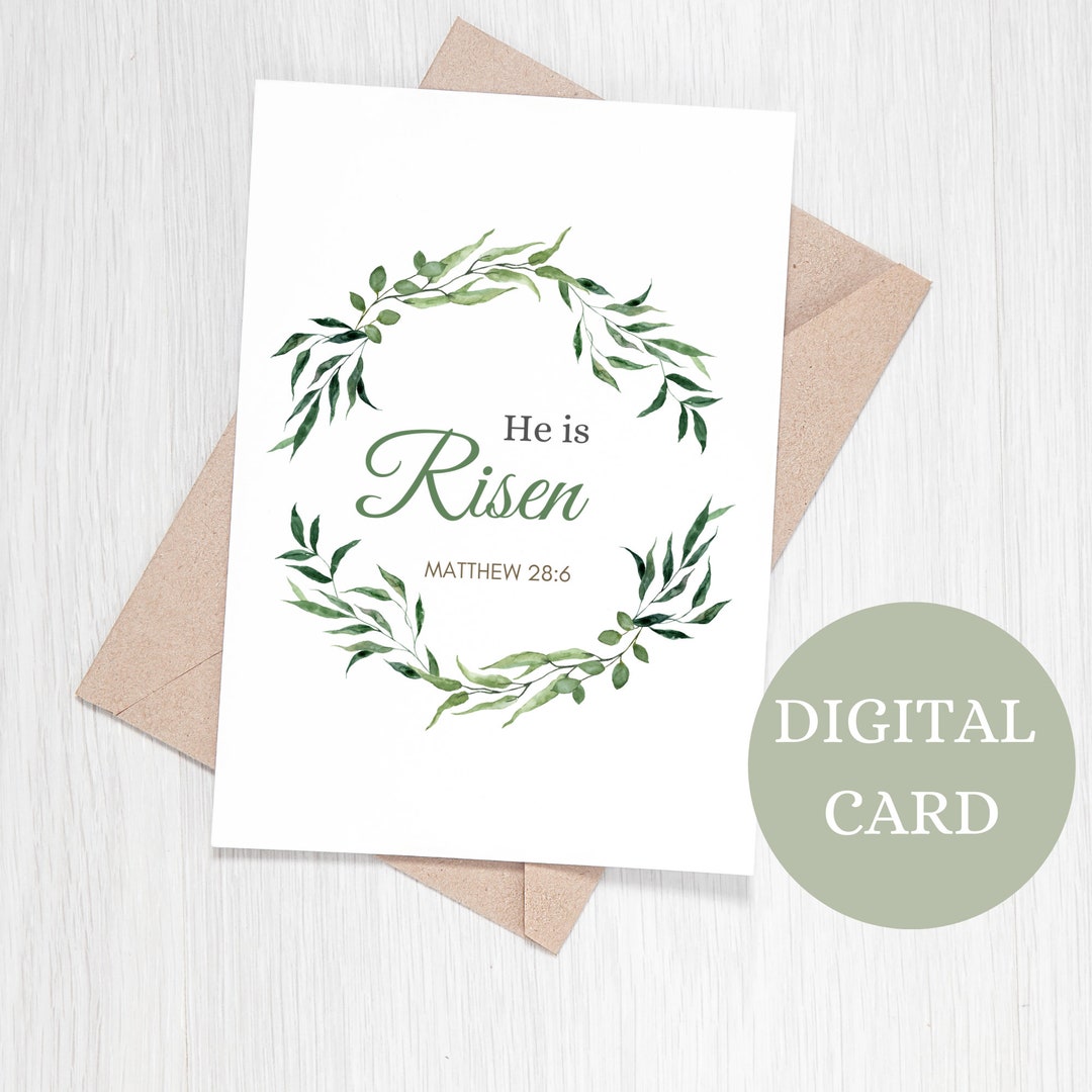 Easter Card Religious, Printable He is Risen Greeting Card, Religious ...