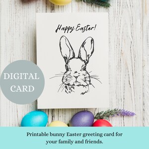 Printable Easter Bunny Greeting Card, Digital Easter Card, Happy Easter ...