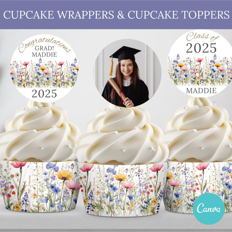 Wildflower Graduation Welcome Sign Template, Graduation Sign With Photo ...