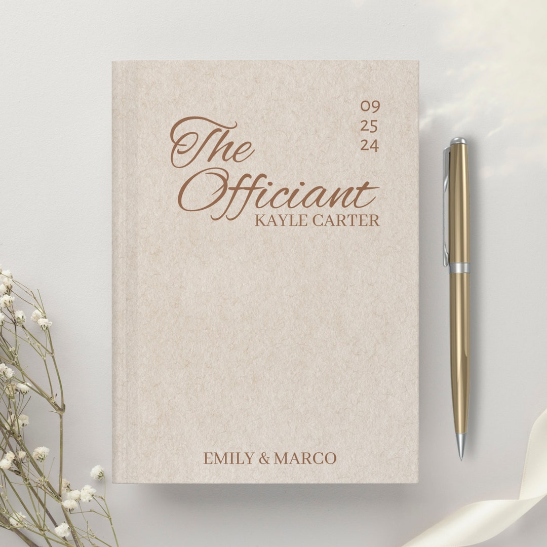 Modern Wedding Officiant Notebook, Wedding Day Pastor Host Gifts, Boho ...