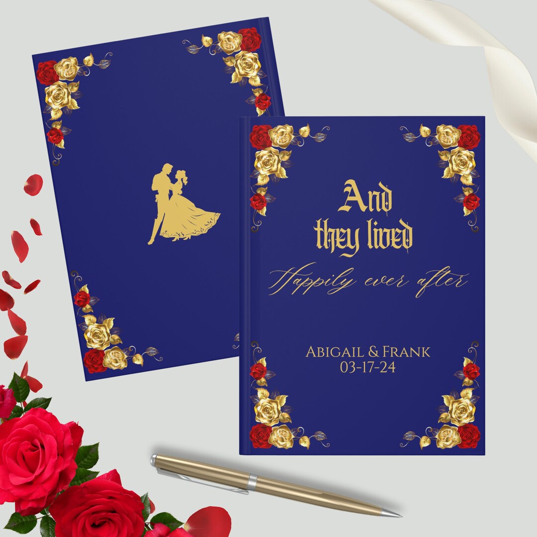 Fairytale Rose Wedding Guestbook, Beauty & Beast Storybook Sign, Disney ...