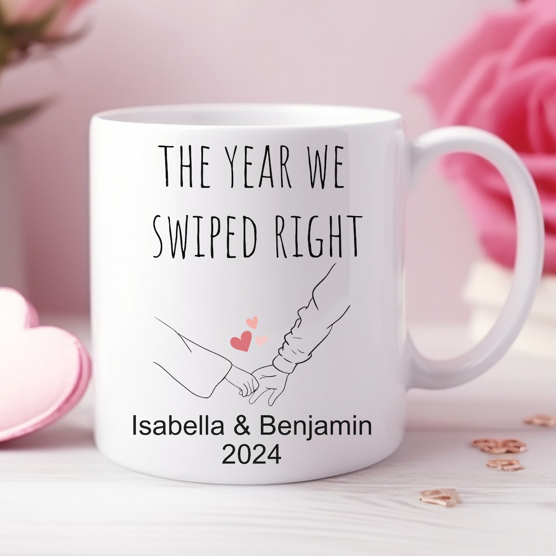 The Year We Swiped Right, Holding Hands Mug, Custom Online Dating Gifts ...