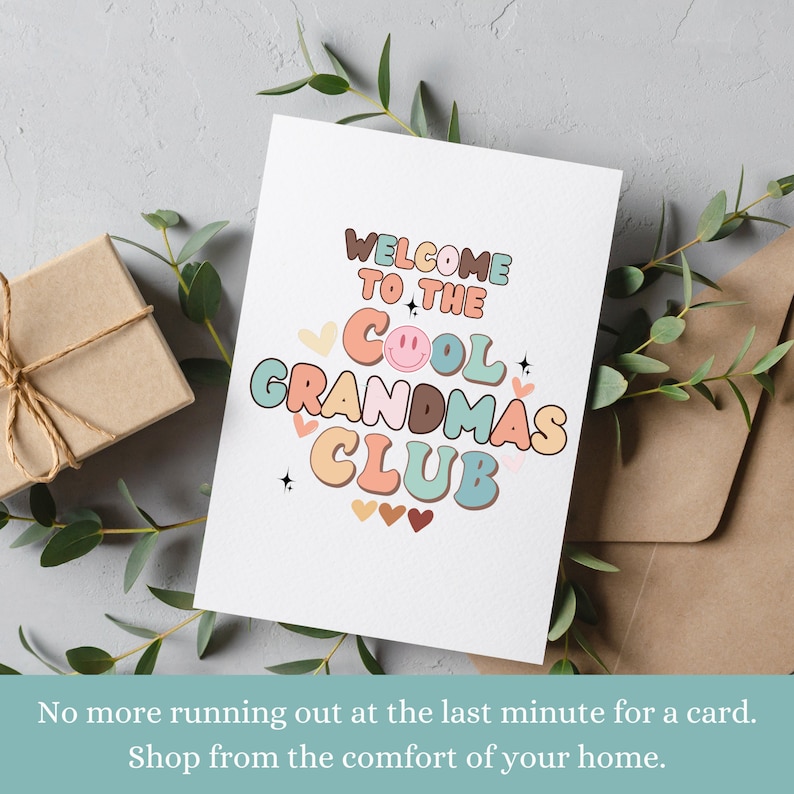 Cool Grandmas Club, Promoted to Grandma, New Grandma Card, Retro Card ...
