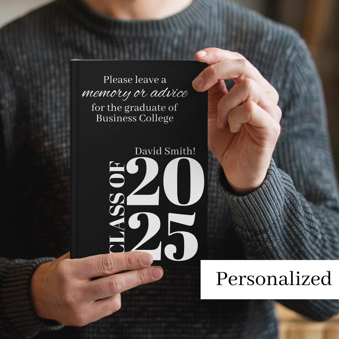 Class of 2025 Graduation Party Guestbook, Personalized Black White ...