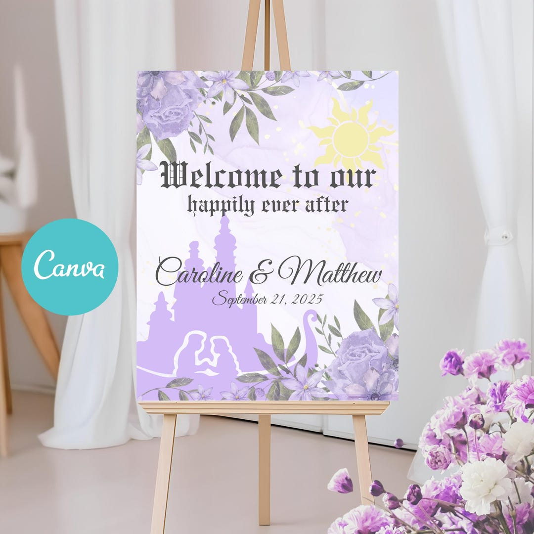 Fairytale Wedding Printable Welcome Sign, Tangled Welcome Sign ...