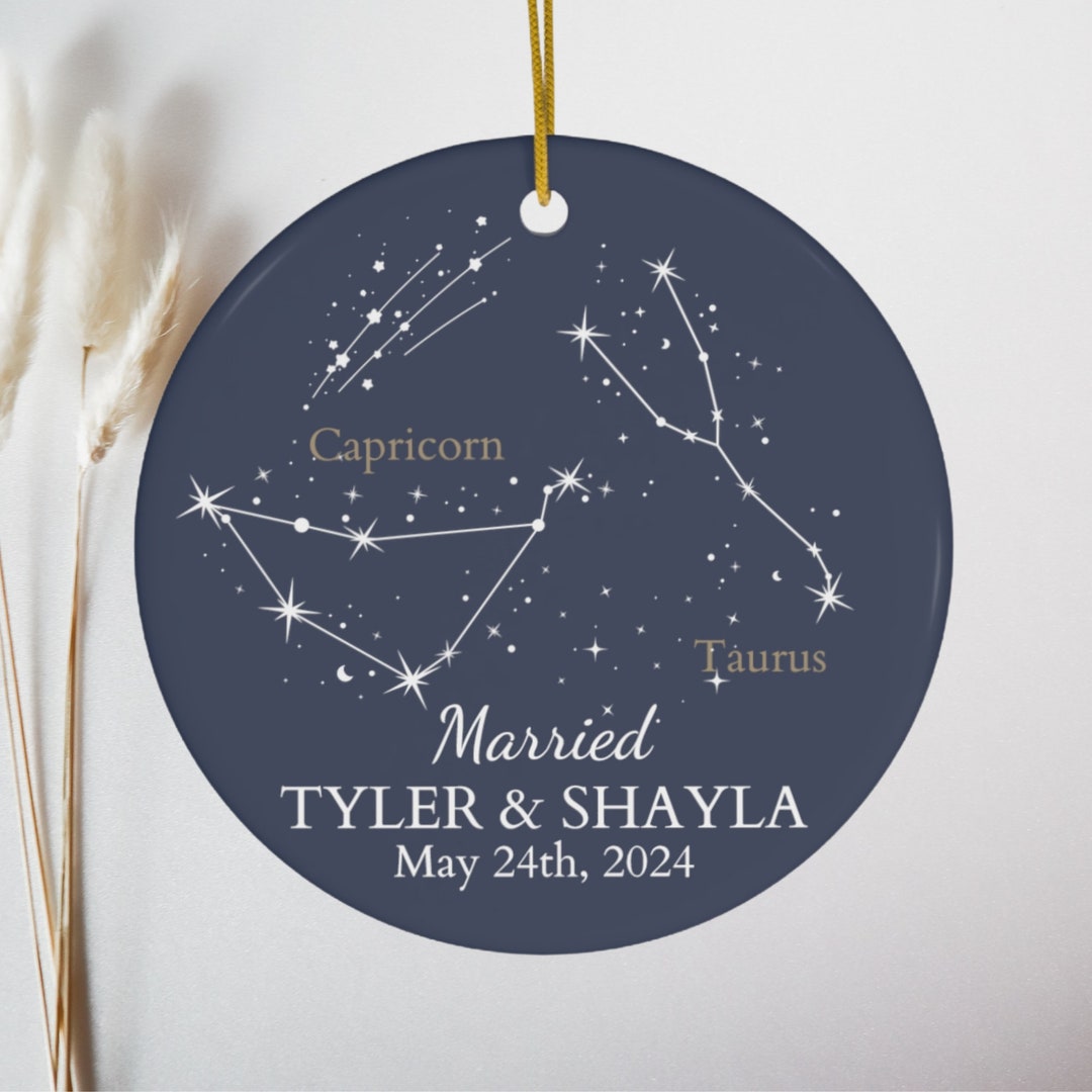 Celestial Married Ornament, Zodiac Anniversary Wedding Gift, Night Sky ...