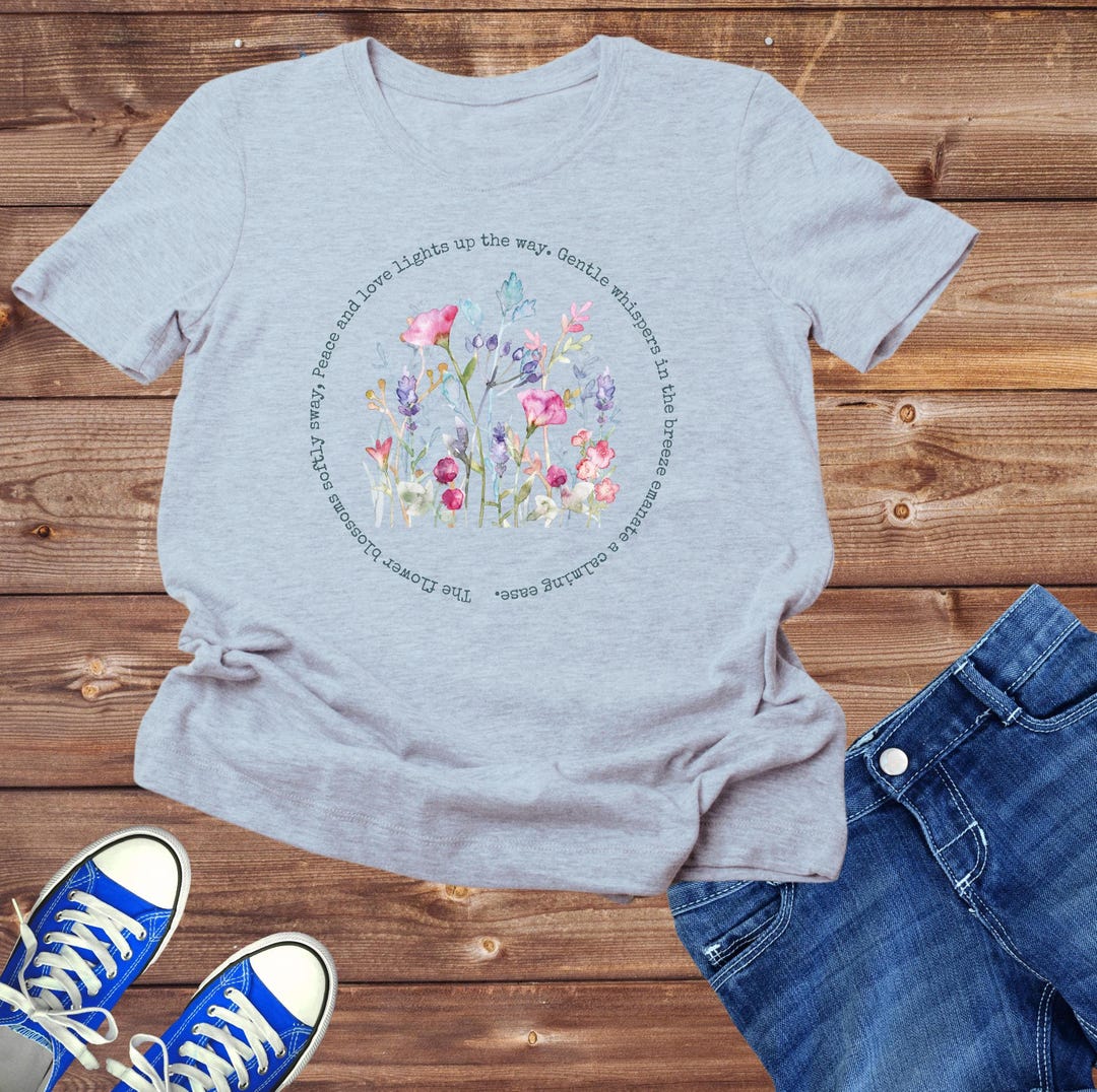 Cottagecore Poem T-shirt: Watercolor Floral Circle, Comfort Colors - Etsy