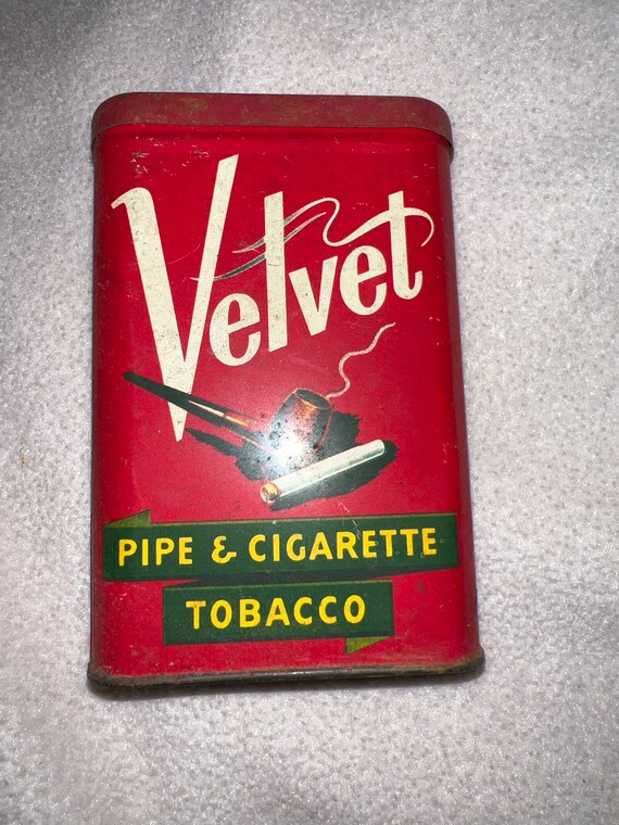Vintage Velvet Pipe & Cigarette Tobacco Tin - Etsy