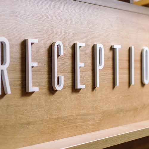 Custom Lobby Sign in Acrylic & Metal Letters and Logo - Etsy