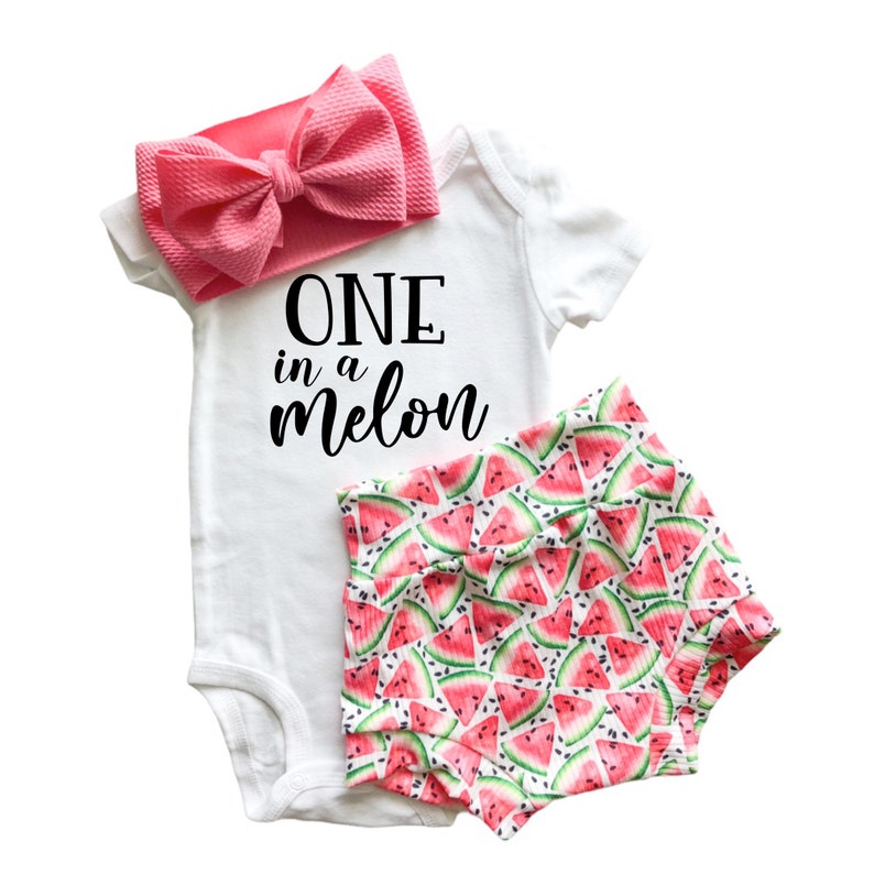 First Birthday Girl Watermelon Baby Bummies Set One in a - Etsy