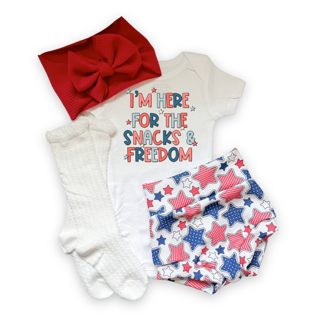 First 4th of July Stars Baby Bummies Set, I'm Just Here for the Freedom ...