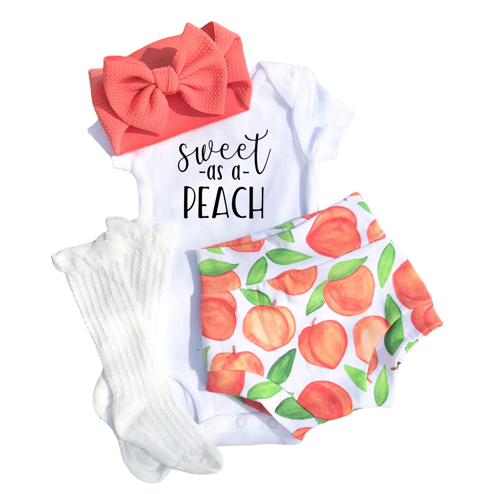 Sweet as A Peach Baby Bummies and Bow Set Newborn Baby Girl - Etsy