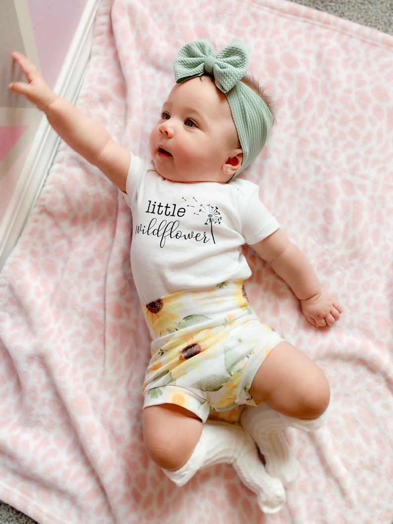 Sunflower Baby Bummies Set Baby Girl Bummies and Bow Outfit - Etsy