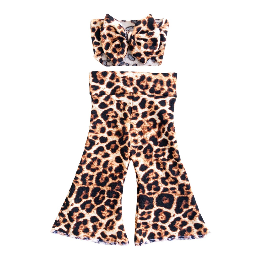 Cheetah Baby Bells, Baby Girl Bell Bottoms and Bow Outfit, Newborn Baby ...