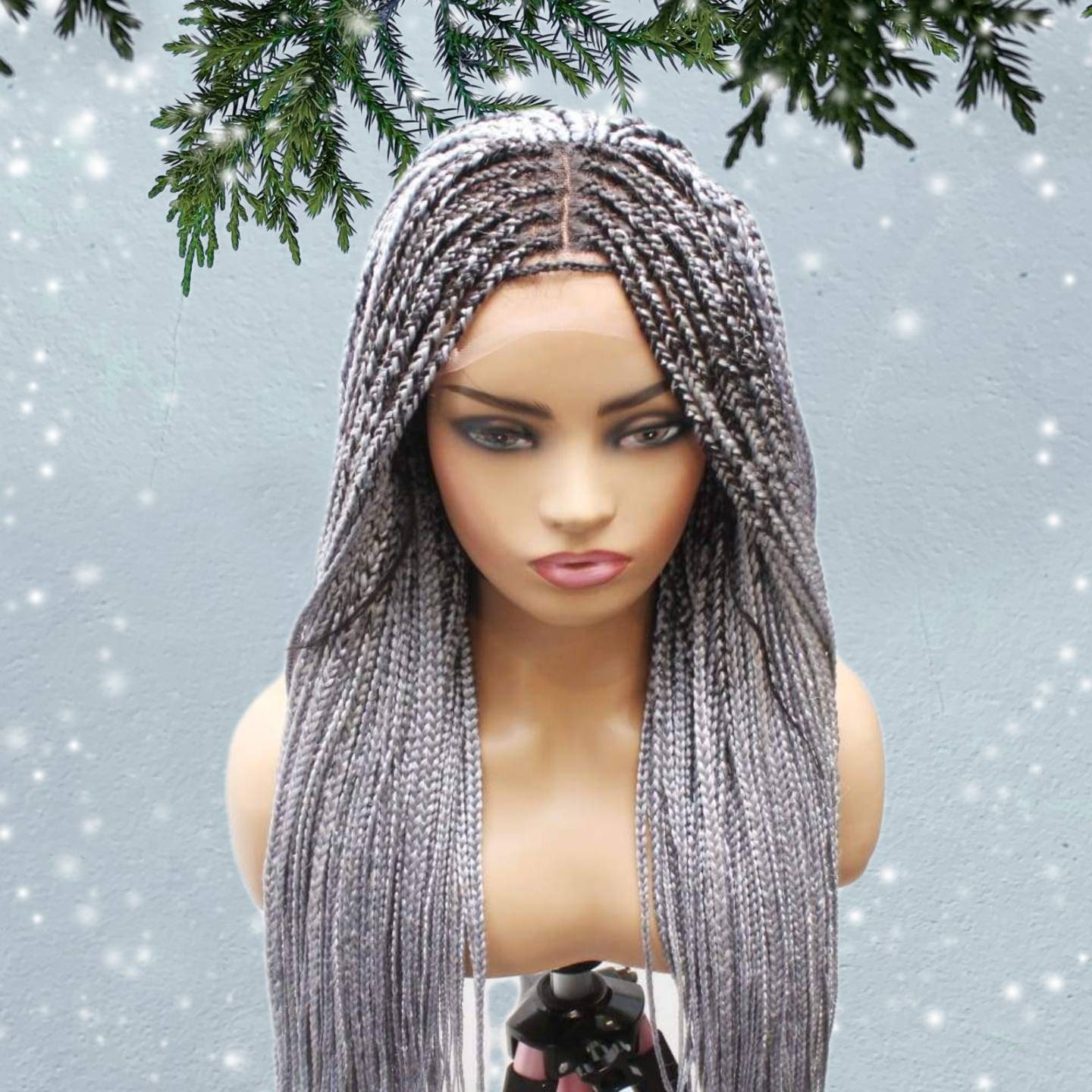 Braids Wigs Braided Wigs Grey Knotless Braids Box Braids Wig Braided ...