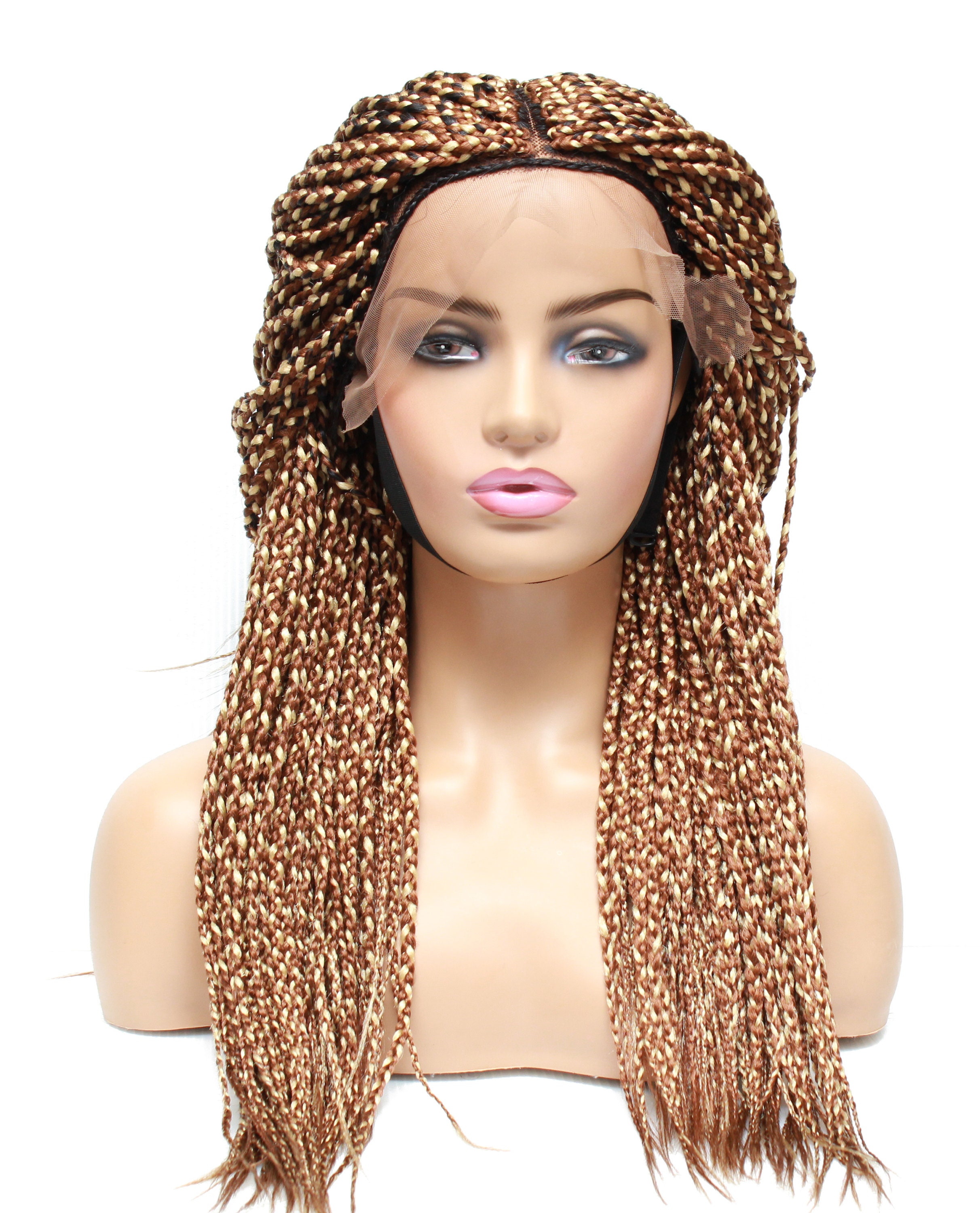 Blonde Braided Lace Front Wig Box Braids Wig Cap Synthetic Etsy