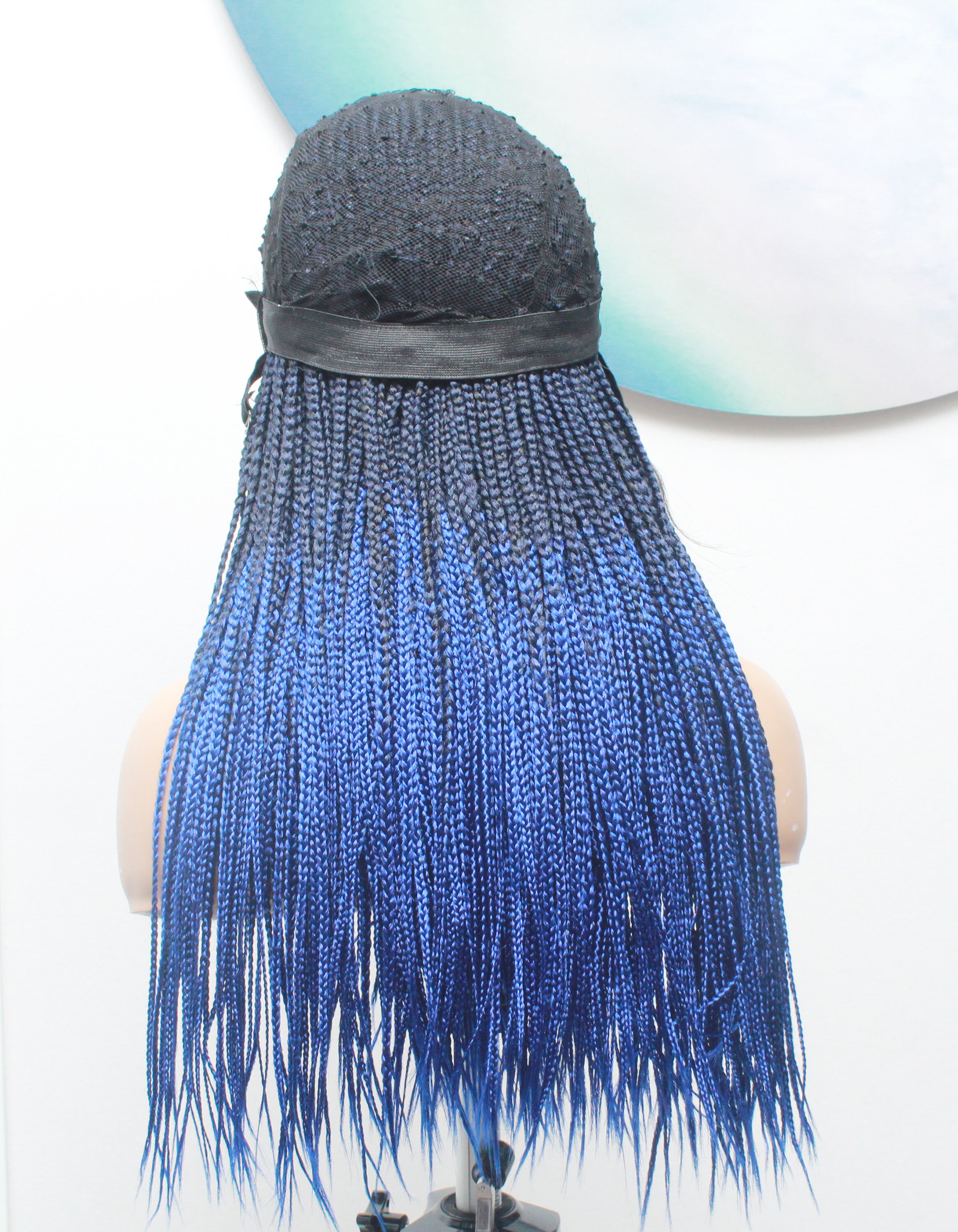 Ombre Blue Braided Wig, Blue Hair, Natural Braided Wig, Ombre Braided ...