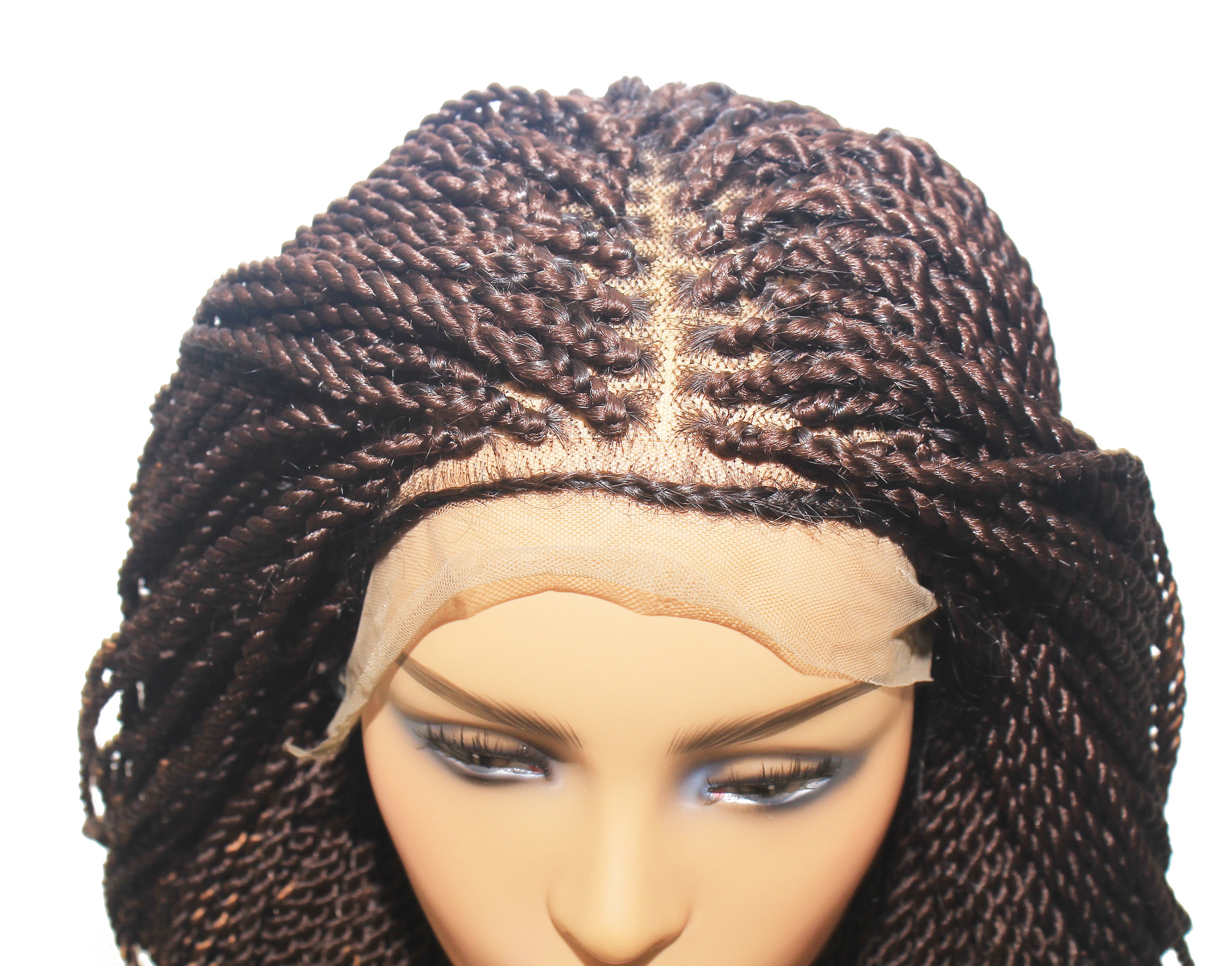 Fully Hand Braided Wig/ Braided Wig/ Lace Closure Wig / Handmade Wig ...