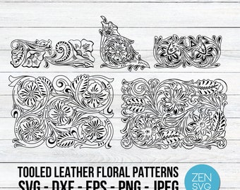 Tooled Leather Pattern Floral SVG - Etsy