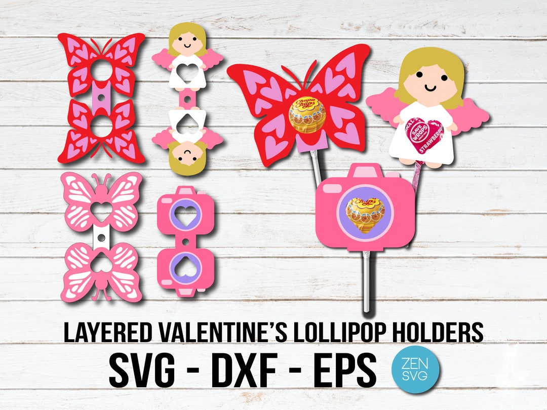 Valentines Day Lollipop Holder Cut File, Layered Valentine Candy Holder ...