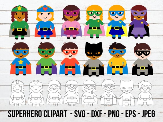 Superhero Clipart SVG Super Hero Layered Cut File Cute - Etsy