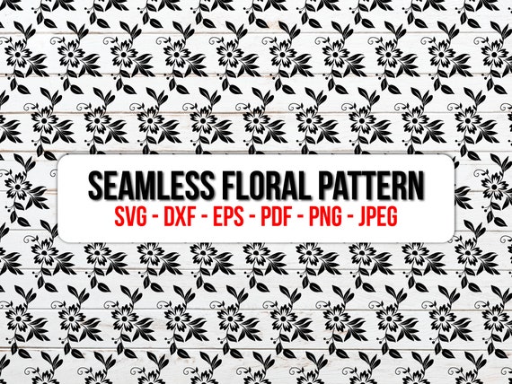 Seamless Western Floral Pattern Cut File Svg Dxf Png Jpg | Etsy