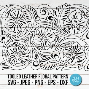 Tooled Leather Svg Dxf, Floral Pattern Svg, Western Floral Pattern ...