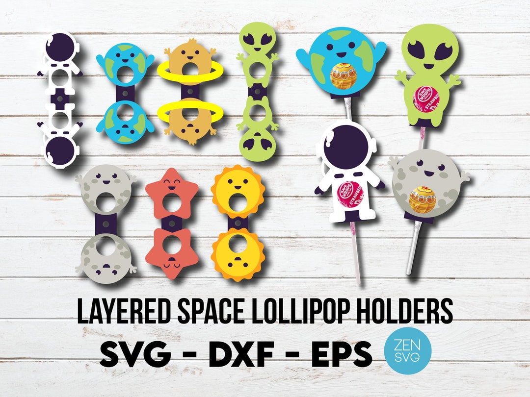 Space Lollipop Holder SVG, Layered Lollipop Holder Cut File, Space ...