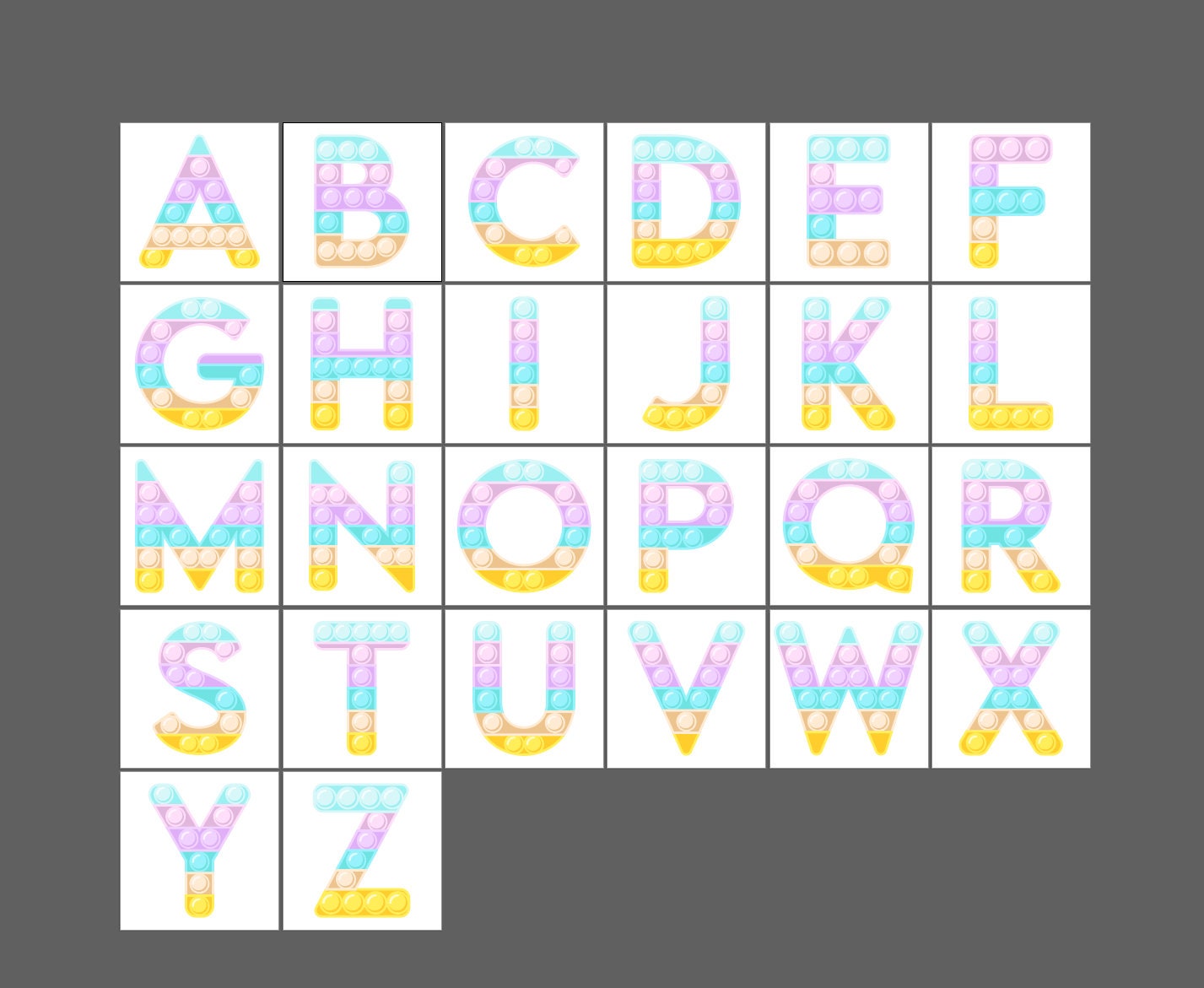 Pop It Alphabet Letters Clipart Pop It Pastel Fidget Toy A-Z - Etsy ...