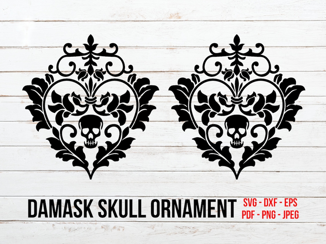 Seamless Damask Skull Floral Pattern Svg Damask Cut File - Etsy