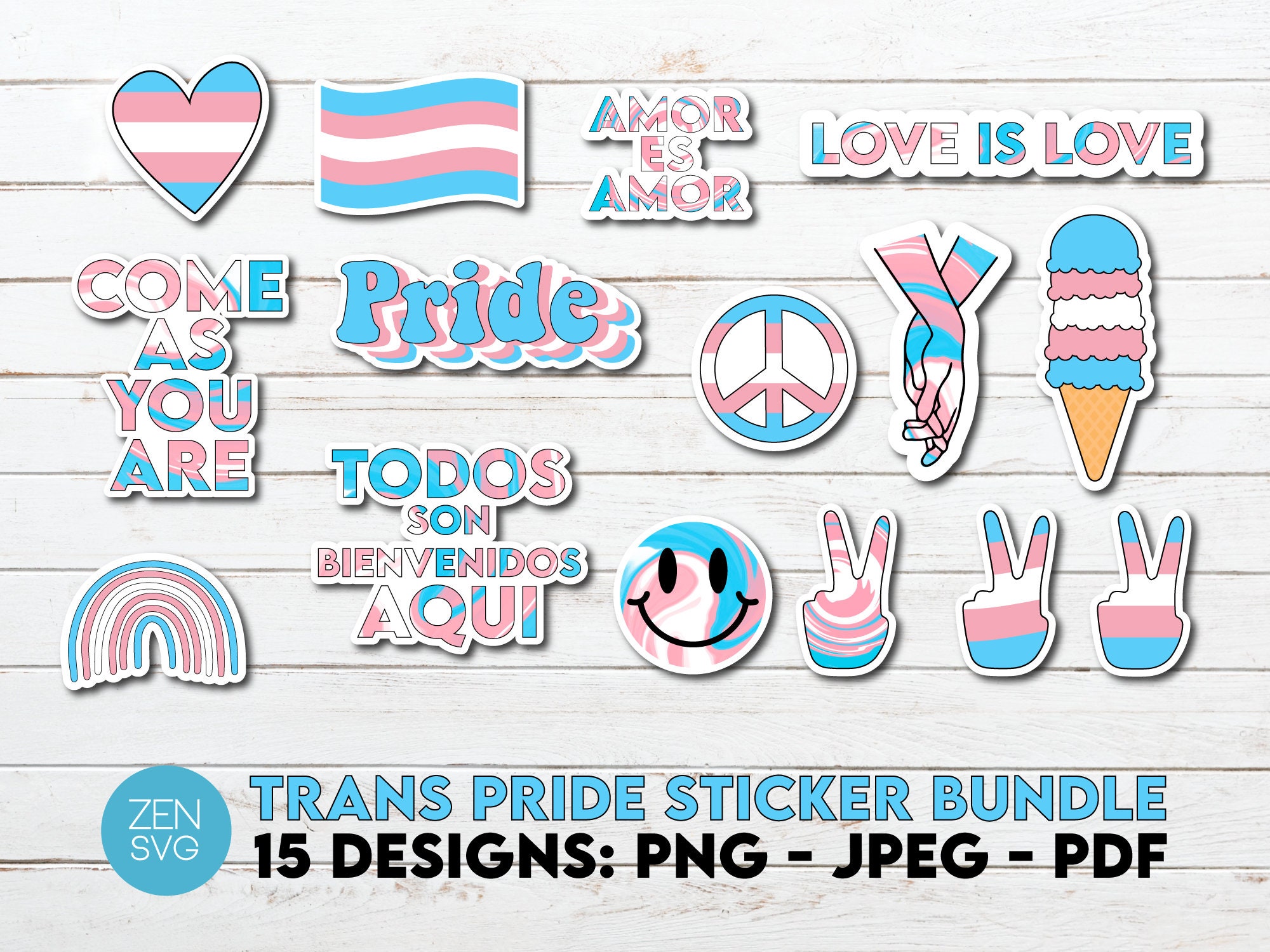 Transgender Pride Sticker Bundle Print And Cut Lgbtq Etsy